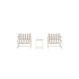 Gartenlounge-Set VENTURE HOME "Messina, gro&szlig;z&uuml;giges Outdoor-Set f&uuml;r hohen Sitzkomfort", beige, beige und wei&szlig;, beige, B:75cm H:61cm T:75cm, Glas, Polyester, Stahl, Sitzm&ouml;bel-Sets, Loungem&ouml;bel mit Stoffbezug, angenehm, weich