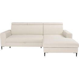Ecksofa TRENDS BY HG "Nizza", b625 glow 1 cream, B:250cm H:104cm T:166cm, 92% Polyester;8% Nylon, Sofas, Ecksofa, Schlaffunktion + Bettkasten