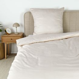 Bettw&auml;sche Tom Tailor HOME "FINE STRIPES", beige, B/L: 200cm x 220cm, 1 Stk., 2 Stk., Satin, B/L: 80cm x 80cm & 80cm x 80cm, 3, Satin, Obermaterial: 100% Baumwolle, Bettw&auml;sche, Bettw&auml;sche, new bedroom, gewebtes Label