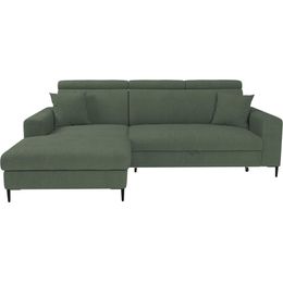 Ecksofa TRENDS BY HG "Nizza", b619 glow 9 wintermoss, B:250cm H:104cm T:166cm, 92% Polyester;8% Nylon, Sofas, Ecksofa, Schlaffunktion + Bettkasten