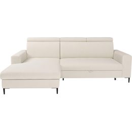 Ecksofa TRENDS BY HG "Nizza", b625 glow 1 cream, B:250cm H:104cm T:166cm, 92% Polyester;8% Nylon, Sofas, Ecksofa, Schlaffunktion + Bettkasten