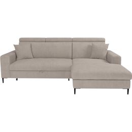 Ecksofa TRENDS BY HG "Nizza", b618 glow 4 stone, B:250cm H:104cm T:166cm, 92% Polyester;8% Nylon, Sofas, Ecksofa, Schlaffunktion + Bettkasten