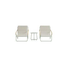 Gartenlounge-Set VENTURE HOME "Ithaka, gro&szlig;z&uuml;giges Outdoor-Set f&uuml;r hohen Sitzkomfort", beige, beige, salbeigr&uuml;n, B:73,5cm H:93cm T:100cm, Polyester, Stahl, Sitzm&ouml;bel-Sets, Loungem&ouml;bel mit Stoffbezug, angenehm, weich
