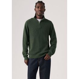Levi's Strickpullover LEVI'S "HM QUARTER ZIP SWEATER", Herren, Gr. L, duffel bag heather gr&uuml;n, Strick, Obermaterial: 100% Baumwolle, unifarben, normal h&uuml;ftbedeckend, Rundhals, B&uuml;ndchen, Pullover Strickpullover, mit Zipper und Struktur