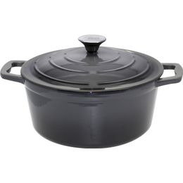 Kochtopf ELO Basic "Basaltgrau", grau, B:27,5cm H:14cm L:34cm &Oslash;:26cm, T&ouml;pfe, Kochtopf, Silikonring zur Hitzeisolierung