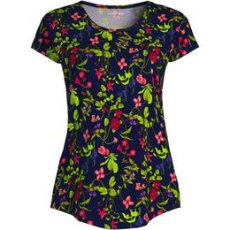 LANDS' END Shirt aus Baumwolle/Modal-Mix mit Ballett-Ausschnitt, Damen,  Blau, Baumwolle Modal, by Lands' End