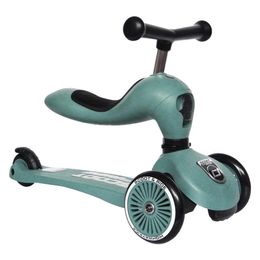 Scoot and Ride 2In1- Highwaykick 1, Dunkelgr&uuml;n, Metall, Kunststoff, 24x37x55 cm, h&ouml;henverstellbarer Lenker, weicher Sitz, Anti-&Uuml;berschlag-Vorrichtung, Outdoor Spielzeug, Kinderfahrzeuge, Scooter & Cityroller