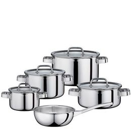 Spring Kochtopfset Finesse2+, Silber, Metall, Kunststoff, Glas, 5-teilig, 16 cm,20 cm,20 cm, 2 L,3,7 L,6,5 L,2,7 L,2 L, Messskala, rostfrei,mit Dampfablass, mit Silikonring, Kochen, T&ouml;pfe, Topfsets