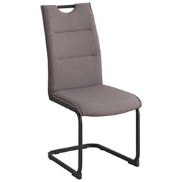P & B Schwingstuhl, Grau, Schwarz, Metall, Textil, Flachrohr, C-Form, 44x98x60.5 cm, Esszimmer, St&uuml;hle, Esszimmerst&uuml;hle, Schwingst&uuml;hle