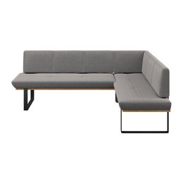Livetastic Eckbank, Grau, Holz, Metall, Textil, Eiche, vollmassiv, L-Form, 225x175 cm, in verschiedenen Gr&ouml;&szlig;en erh&auml;ltlich, Esszimmer, B&auml;nke, Eckb&auml;nke