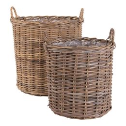 Korbset, Braun, Kunststoff, 2-teilig, Rattan, Ordnen & Aufbewahren, Aufbewahrungsk&ouml;rbe