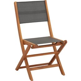 Ambia Garden Gartenklappstuhl, Braun, Grau, Holz, Textil, Eukalyptusholz, massiv, X-Form, 50x90x58 cm, klappbar, Gartenm&ouml;bel, Gartenst&uuml;hle, Gartenklappst&uuml;hle
