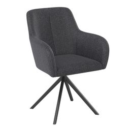 Ambia Garden Gartenstuhl, Anthrazit, Dunkelgrau, Metall, Textil, Drehkreuz, 62x87x62 cm, Sitzfl&auml;che 360&deg; drehbar, Gartenm&ouml;bel, Gartenst&uuml;hle