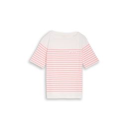Tom Tailor Damen T-Shirt mit Streifenmuster, wei&szlig;, Uni, Gr. XS