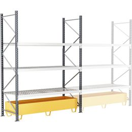 Weitspannregal mit Wanne, B 1800 mm, HxT 2500 x 800 mm, Fachlast 284 kg, Grundregal kaiserkraft