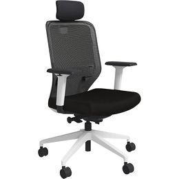 B&uuml;rostuhl Grevia, mit Netzr&uuml;ckenlehne, schwarz/wei&szlig;, mit Kopfst&uuml;tze kaiserkraft