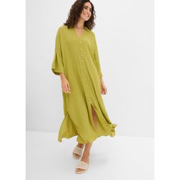 bonprix Kaftan-Kleid aus flie&szlig;ender Viskose, gr&uuml;n, Gr.42, Langes Kaftan-Kleid aus flie&szlig;ender Viskose mit V-Ausschnitt in Oversize-Tunikaform, aus Viskose