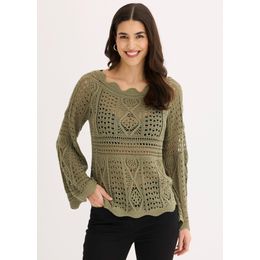 bonprix Strickshirt aus Spitze, gr&uuml;n, Gr.36/38 (S), Stylisches Shirt mit toller Passform