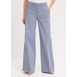 bonprix Wide Leg Hose mit Stretch, blau, Gr.36, Wide Leg Hose mit Schm&uuml;ckkn&ouml;pfen, 97% Baumwolle