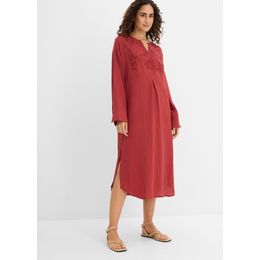 bonprix Leichtes Kaftan-Kleid mit Verzierung, rot, Gr.50, Leichtes Kaftan-Kleid mit dekorativer Verzierung