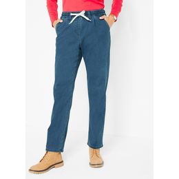 bonprix Mom-Jeans Mid Waist Thermo mit Bequembund, blau, Gr.50, Modische Thermo-Schlupf-Jeans mit elastischem Bund, innen angeraut, 70% Baumwolle