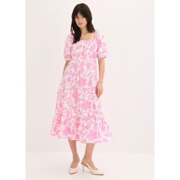 bonprix Midikleid aus reiner Bio-Baumwolle, wei&szlig;, Gr.36, feminines Midikleid aus reiner Bio-Baumwolle mit Puff&auml;rmeln und gerafftem Oberteil, 100% Baumwolle (organic)
