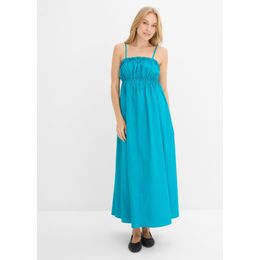 bonprix Tr&auml;gerkleid aus reiner Bio-Baumwolle, blau, Gr.36, S&uuml;&szlig;es Maxi Webkleid, aus 100% Baumwolle