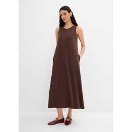 bonprix Midikleid in A-Linie, braun, Gr.52/54 (XXL), Ausgestelltes &auml;rmelloses Kleid mit Seitentaschen in Midil&auml;nge aus knitterarmer Ware, gut geeignet f&uuml;r Reisen
