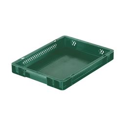 Euro-Format-Stapelbeh&auml;lter, W&auml;nde durchbrochen, Boden geschlossen, LxBxH 400 x 300 x 50 mm, gr&uuml;n, VE 5 Stk kaiserkraft