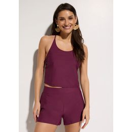 bonprix Tankini mit Badeshorts und integrierter Hose schnelltrocknend (2-tlg.Set), lila, Gr.46, Tankini mit Badeshorts schnelltrocknend