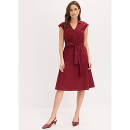 bonprix Blusenkleid mit Bindeg&uuml;rtel, rot, Gr.48, elegantes Blusenkleid mit Bindeg&uuml;rtel, 97% Baumwolle