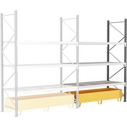 Weitspannregal mit Wanne, B 1800 mm, HxT 2500 x 600 mm, Fachlast 284 kg, Anbauregal kaiserkraft