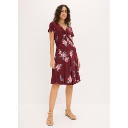 bonprix Jerseykleid aus Viskose-Mix, rot, Gr.40/42 (M), Shirtkleid mit dekorativem Knoten aus softem Viskose-Mix, aus Viskose