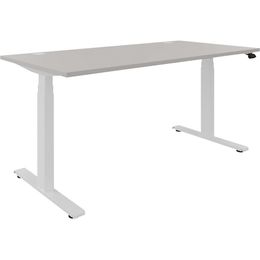 Schreibtisch BOTTOM-UP, elektrisch h&ouml;henverstellbar, gerade, BxT 1600 x 800 mm, lichtgrau/wei&szlig; kaiserkraft
