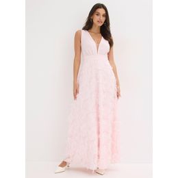 bonprix Abendkleid mit Wimpern-Detail, rosa, Gr.38, Modern und feminin: Abendkleid mit Taillen-Einatz und Wimpern-Detail am Rock