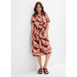 bonprix Midi Kaftan-Kleid aus flie&szlig;ender Viskose, rot, Gr.50, Lockeres Midi-Kleid mit Printdesign