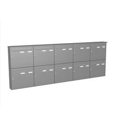 HUBER Aufputzbriefkastenanlage in Edelstahl 10-fach mit 2ten Namensschild & Soft Close