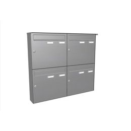 HUBER Aufputzbriefkastenanlage in Edelstahl 5-fach mit 2ten Namensschild & Soft Close