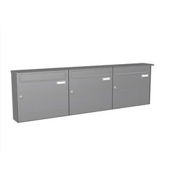 HUBER Aufputzbriefkastenanlage in Edelstahl 3-fach mit Soft Close
