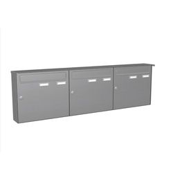 HUBER Aufputzbriefkastenanlage in Edelstahl 3-fach mit 2ten Namensschild & Soft Close