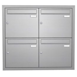Renz ONZO Unterputz-Briefkastenanlage in Edelstahl 4-fach mit Soft Close