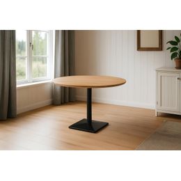 Bistrotisch BRASILIA / Akazie naturfarben / 120x120 / S&auml;ulen-Gestell eckig Schwarz