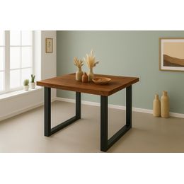 Esstisch RIO 90 / Akazie nussbaumfarben / 90x90 / U-Gestell Schwarz