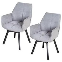 Esszimmerstuhl Inosign "Lara", grau, schwarz, grau, B:59cm H:88cm T:62cm, Massivholz, Polyester, St&uuml;hle, Esszimmerstuhl, 2er Set