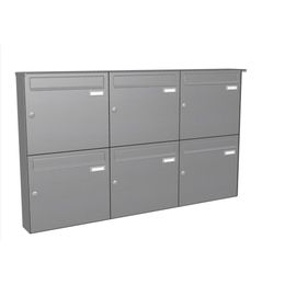HUBER Aufputzbriefkastenanlage in Edelstahl 6-fach mit Soft Close