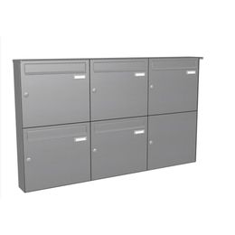 HUBER Aufputzbriefkastenanlage in Edelstahl 5-fach mit Soft Close