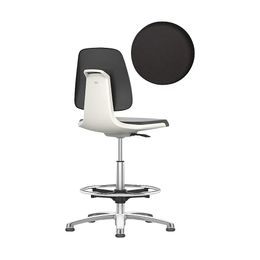 bimos Arbeitsdrehstuhl LABSIT, mit Bodengleitern und Fu&szlig;ring, Sitz aus Skintec, wei&szlig;