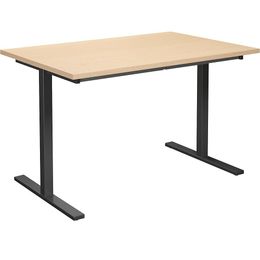 Mehrzwecktisch DUO-T, gerade Platte, HxT 740 x 800 mm, Breite 1200 mm, Birke, schwarz kaiserkraft