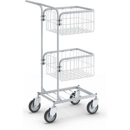 eurokraft pro B&uuml;rowagen KOMPAKT, Gestellfarbe Silbergrau, 4 Lenkrollen, Rad-&Oslash; 125 mm