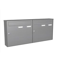 HUBER Aufputzbriefkastenanlage in Edelstahl 2-fach mit 2ten Namensschild & Soft Close
